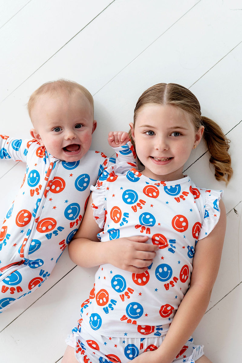 USA Happy Face Convertible One Piece – Little Pajama Co.
